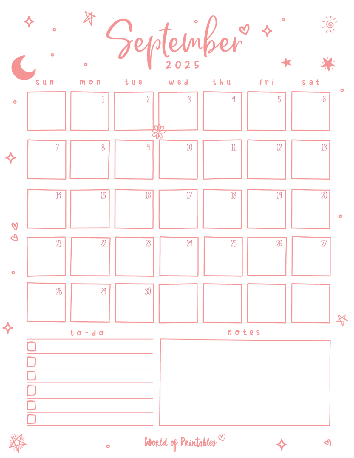 Free Printable September 2025 Calendars - World of Printables