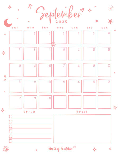 Free Printable September 2025 Calendars - World of Printables