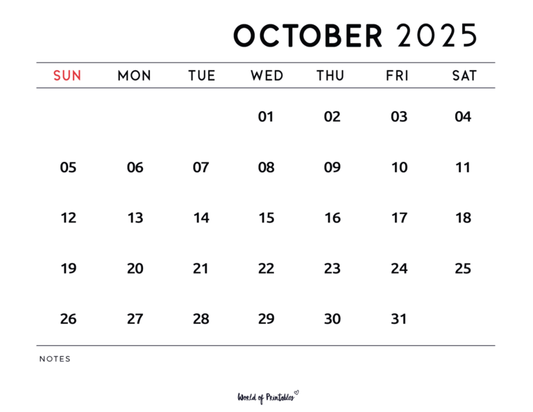 October 2025 Calendars | 130+ Styles - World of Printables