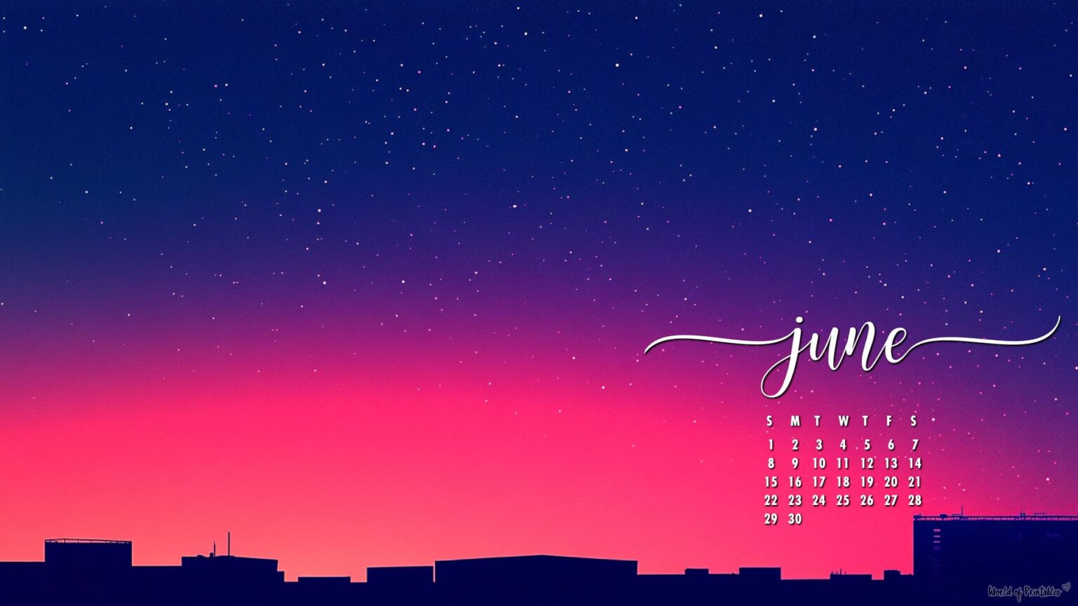Free June 2025 Calendar Wallpaper