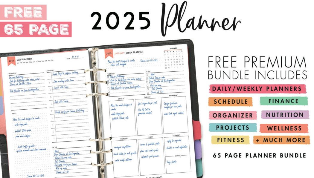 Free 2025 Planner - 65 Page Printable Planner | 4 Color Styles