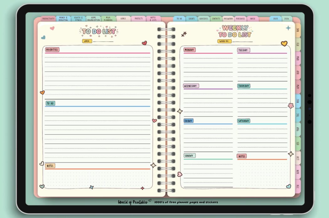 Candy Notes Digital Planner - World of Printables