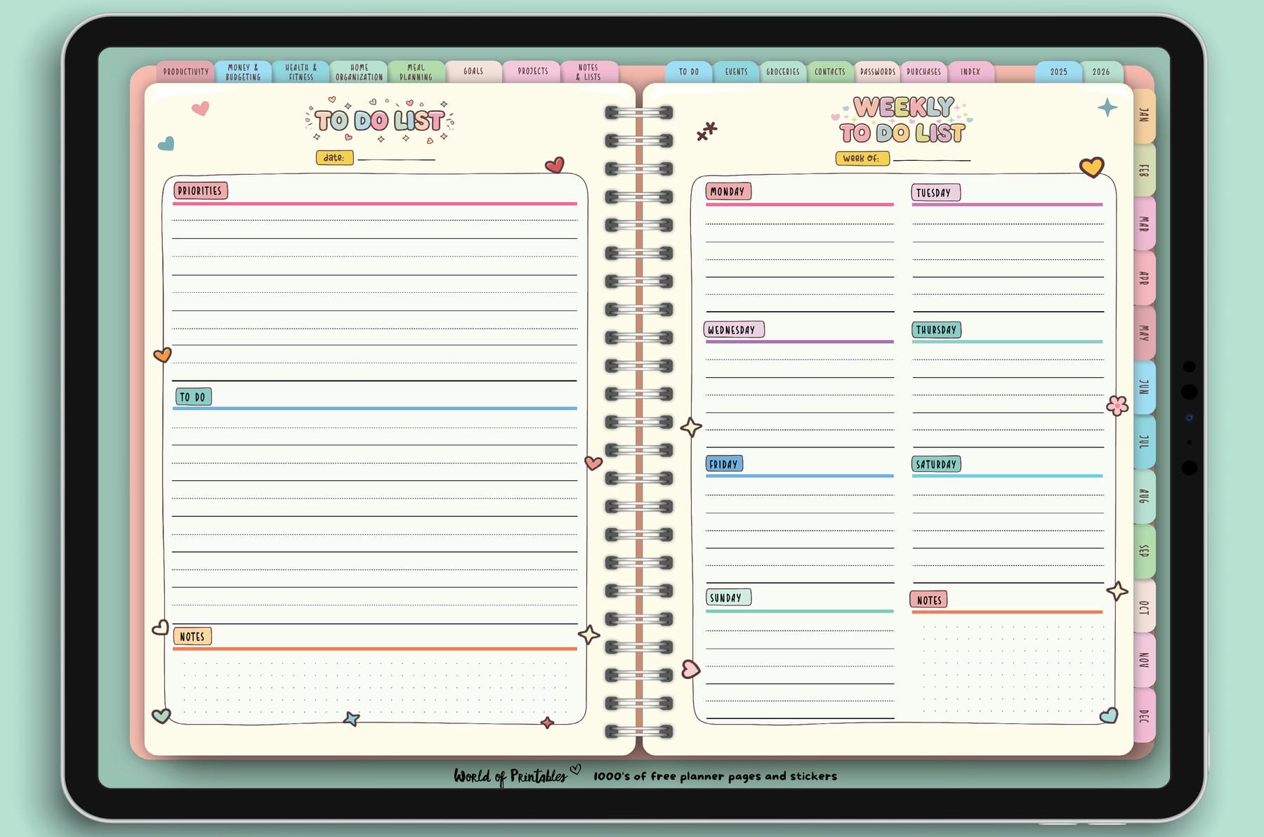 Candy Notes Digital Planner - World of Printables