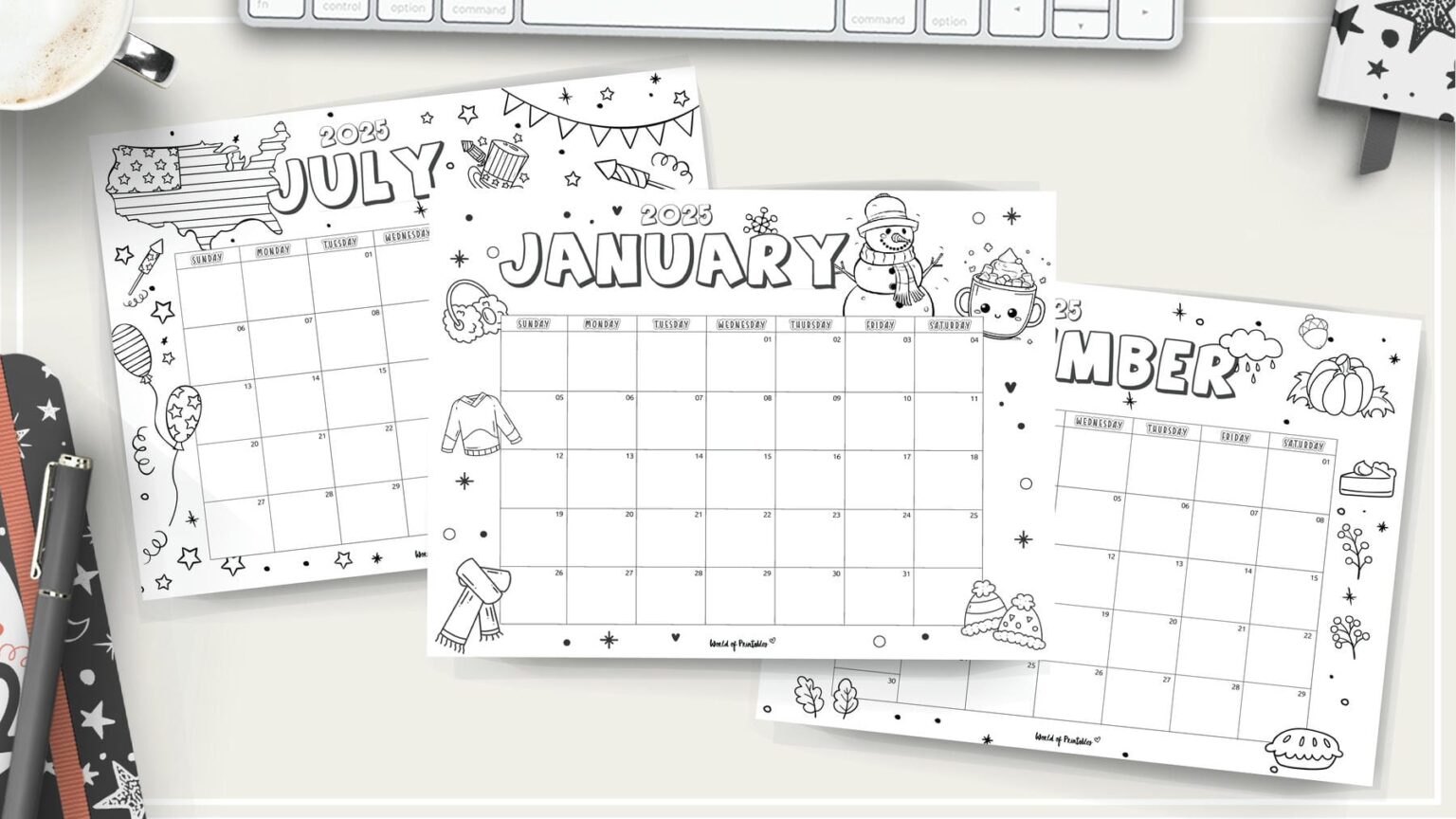 2025 Coloring Calendar - Free Printables - World of Printables
