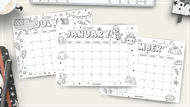 2025 Coloring Calendar - Free Printables - World of Printables