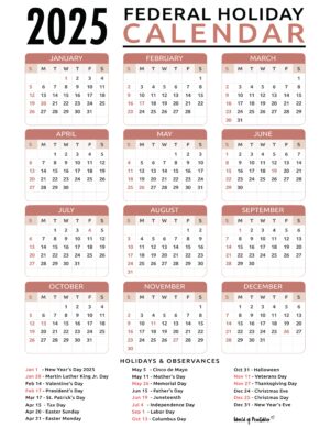 2025 Calendar With Holidays - Free Printables in 28 Unique Styles ...