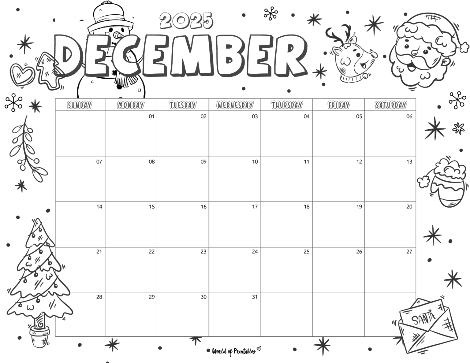 2025 Coloring Calendar - Free Printables - World of Printables
