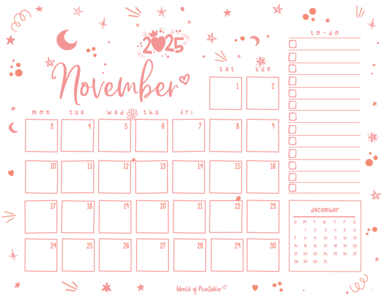 November 2025 Calendars | 130+ Styles - World of Printables