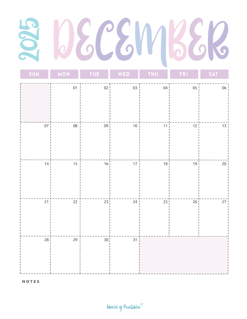 2025 December Calendars | 130+ Styles - World of Printables