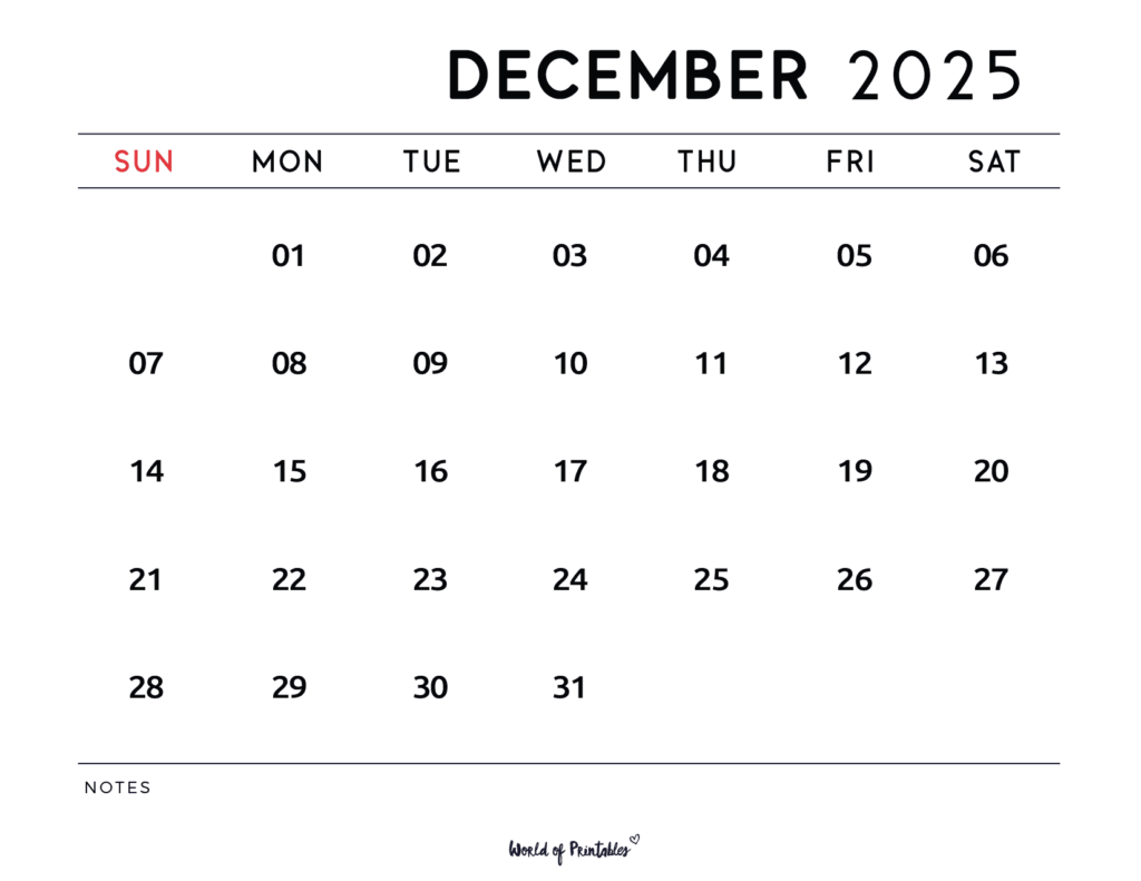 2025 December Calendars | 130+ Styles - World of Printables