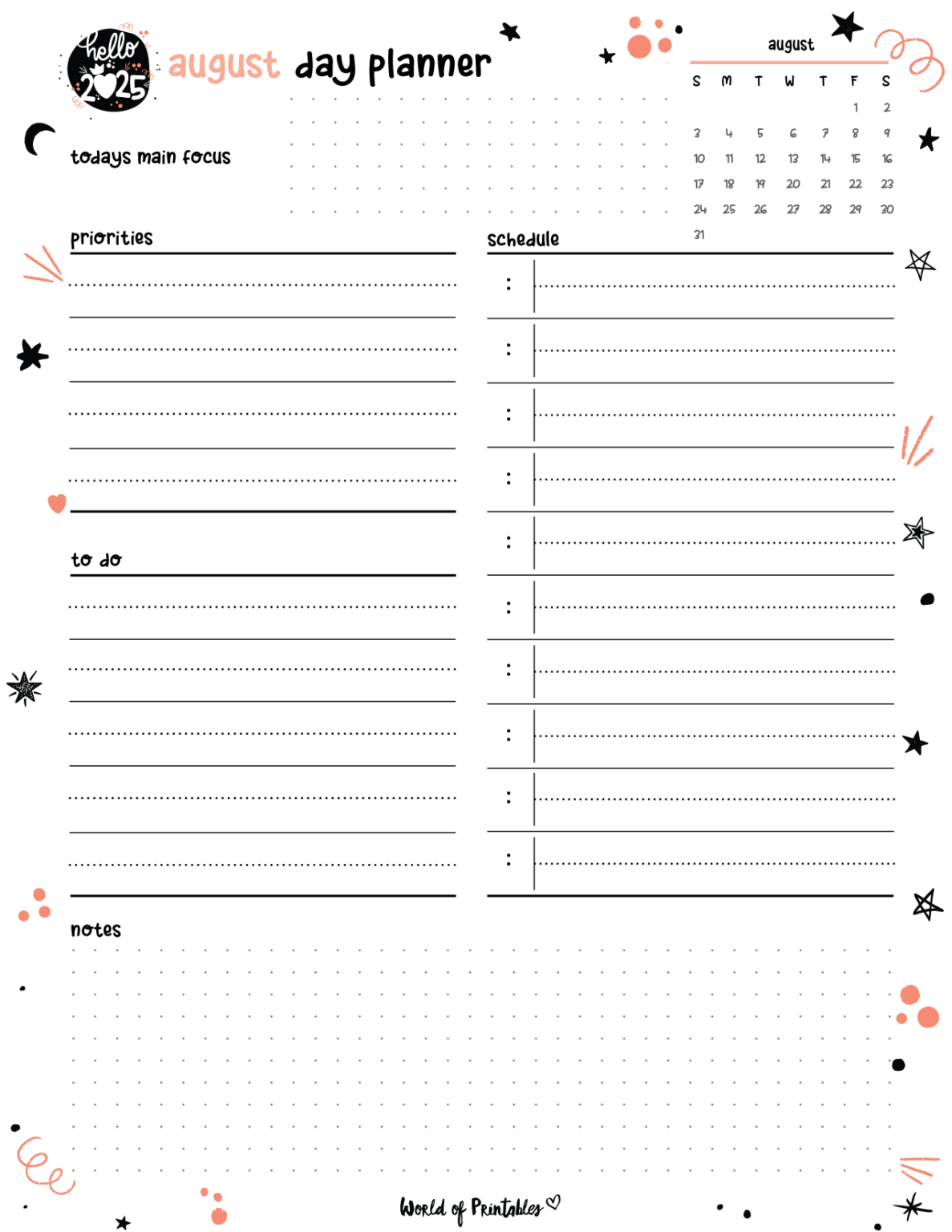 Free Printable August 2025 Planners