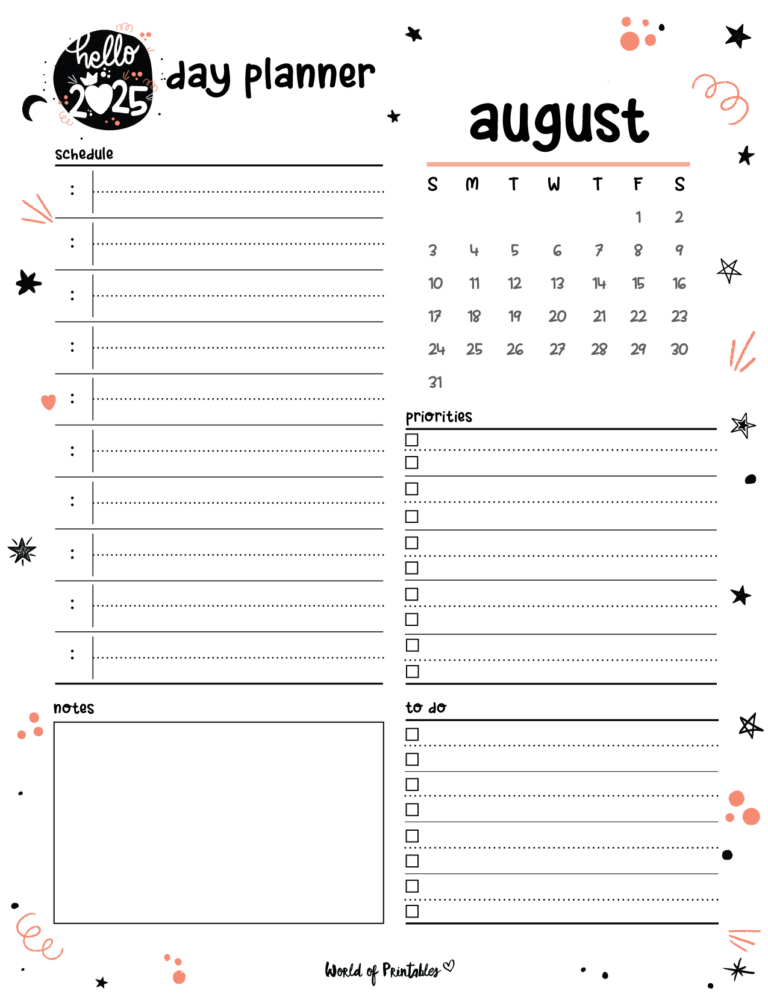 Free Printable August 2025 Planners