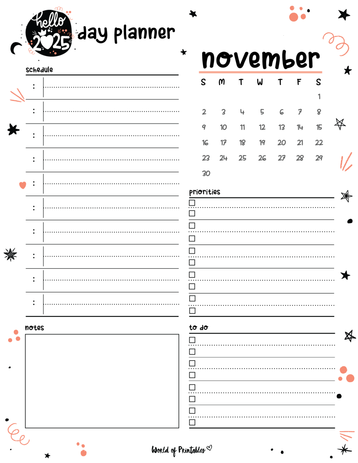 Free Printable November 2025 Planners - World of Printables