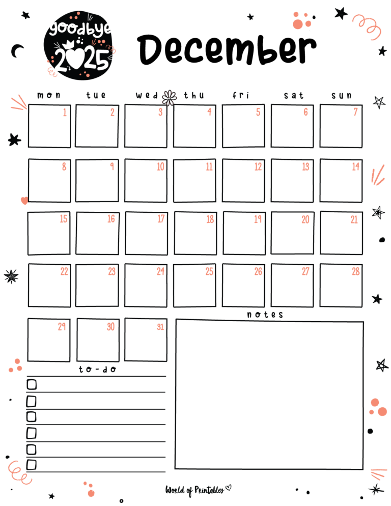 Free Printable December 2025 Planners - World of Printables