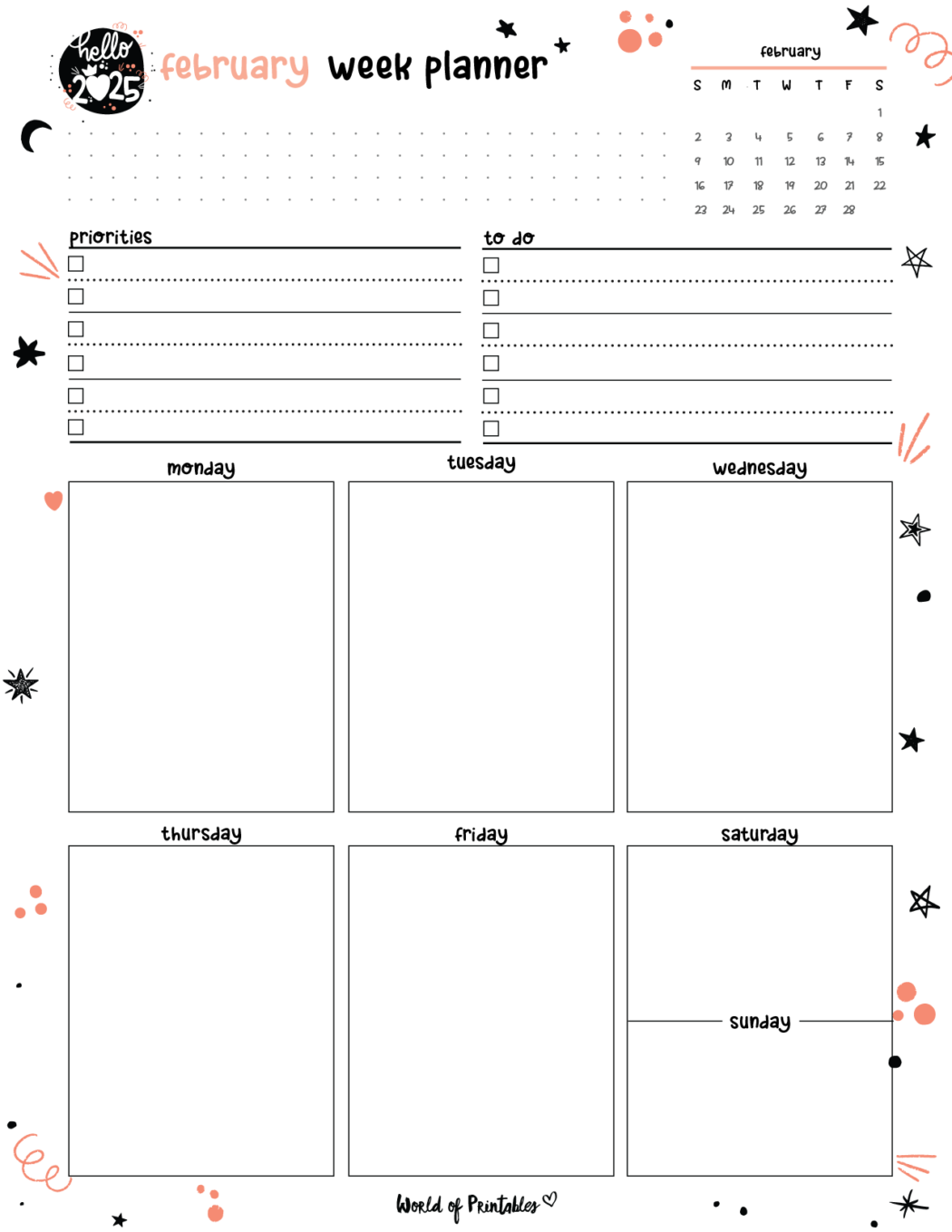Free Printable February 2025 Planners - World of Printables