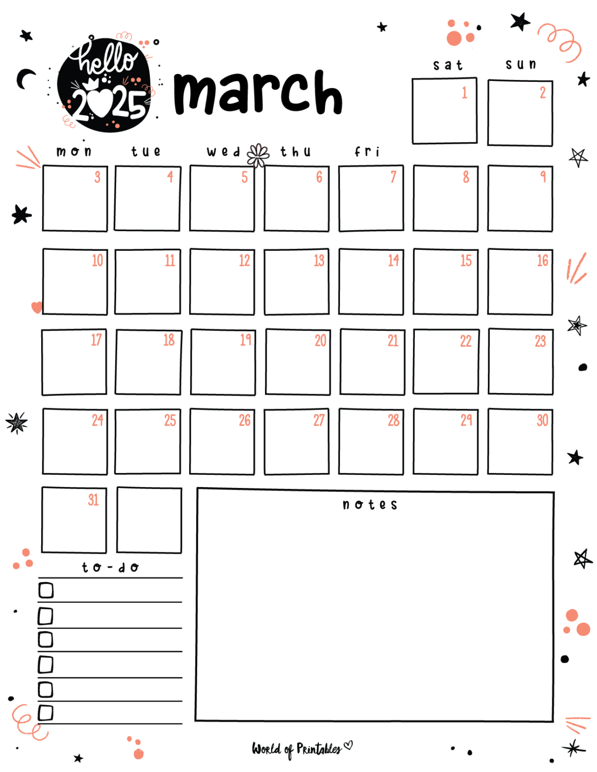 Free Printable March 2025 Planners - World of Printables