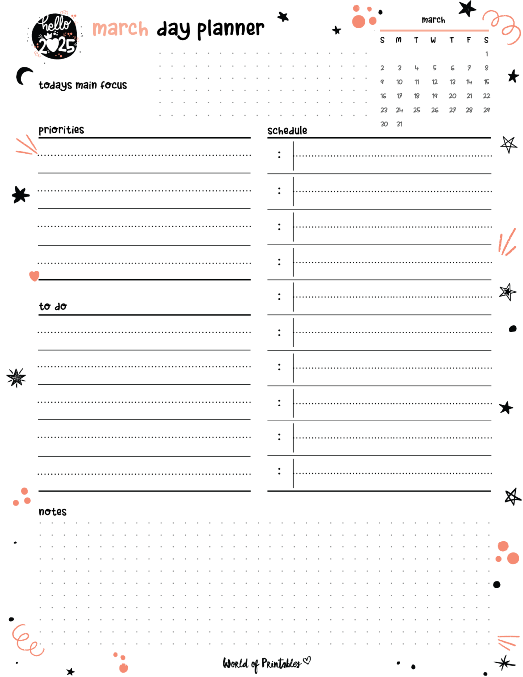 Free Printable March 2025 Planners - World of Printables