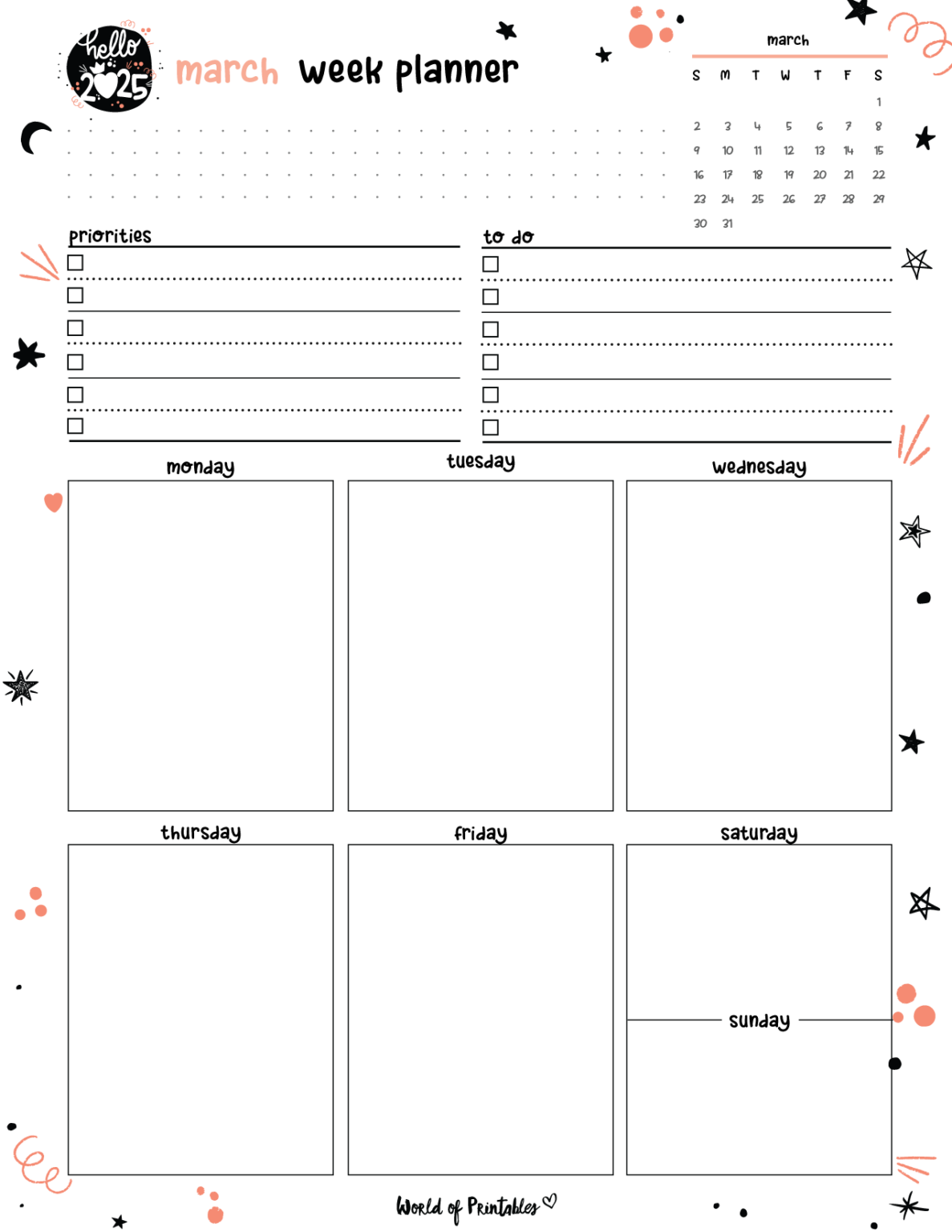 Free Printable March 2025 Planners - World of Printables