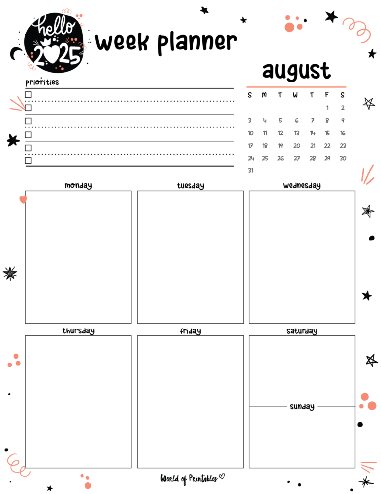 Free Printable August 2025 Planners