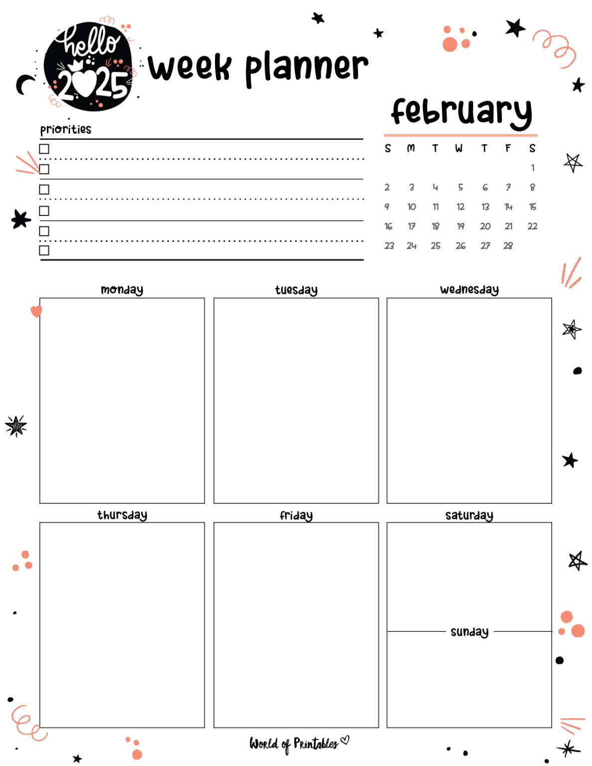 Free Printable February 2025 Planners - World of Printables