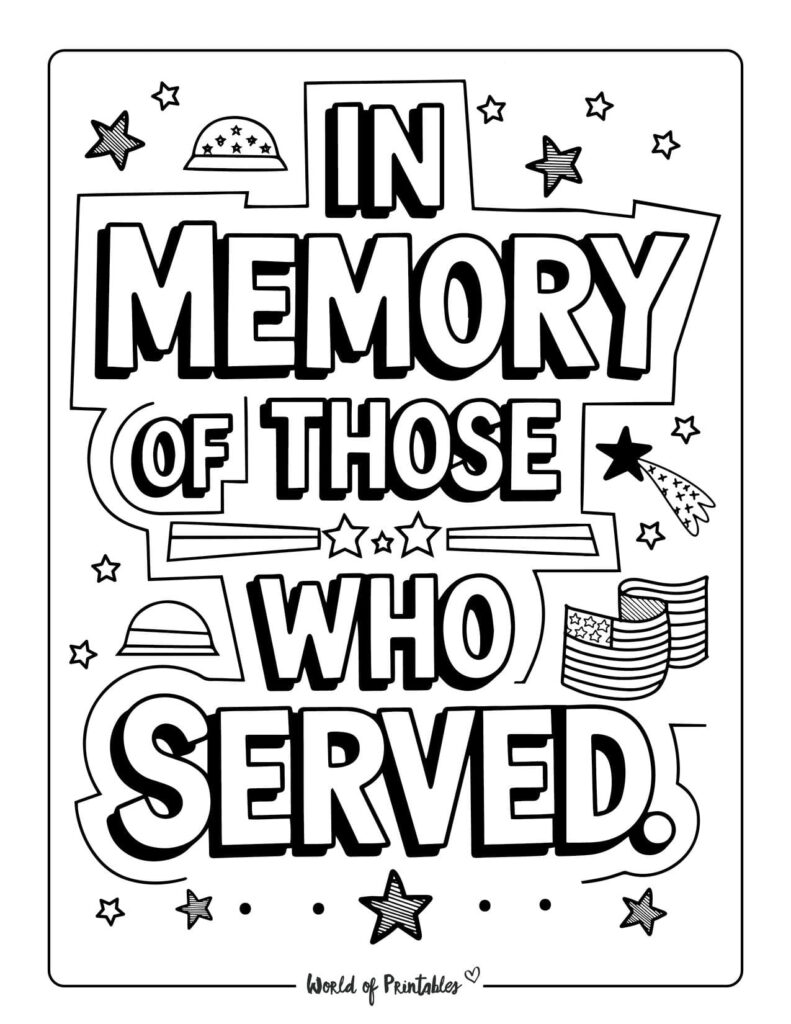 Memorial Day Coloring Pages – Honor & Remember Our Heroes - World of ...