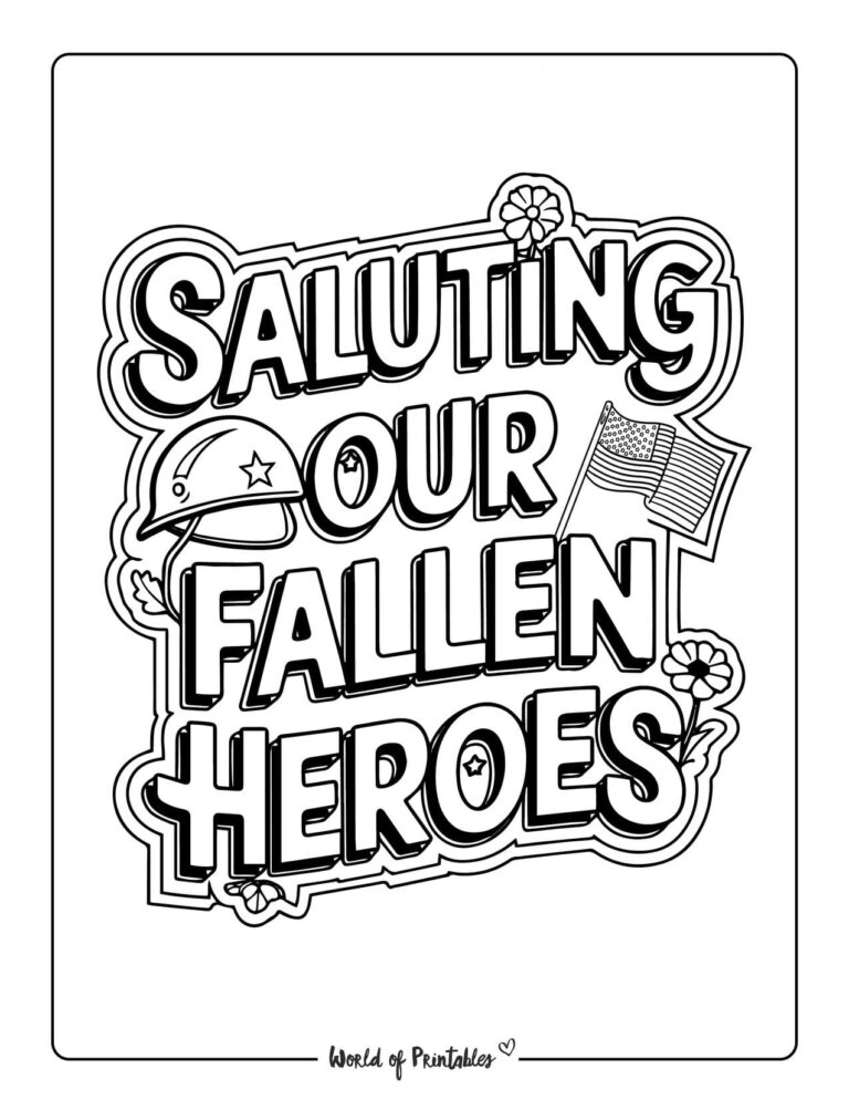 Memorial Day Coloring Pages – Honor & Remember Our Heroes - World of ...
