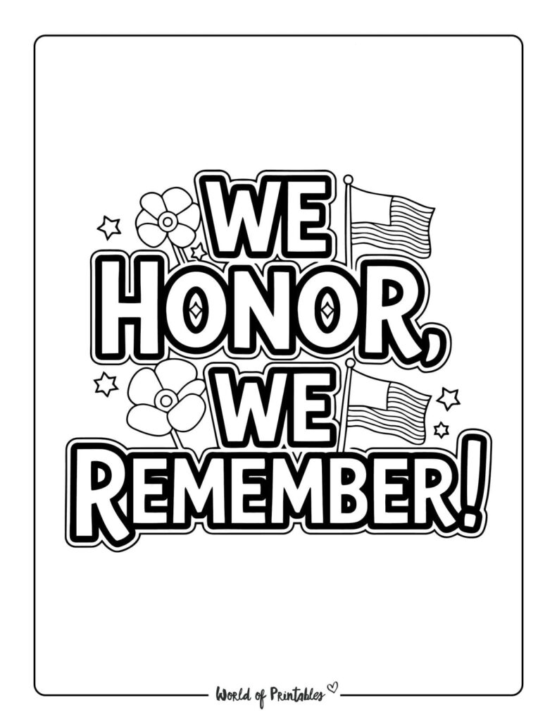 Memorial Day Coloring Pages – Honor & Remember Our Heroes - World of ...