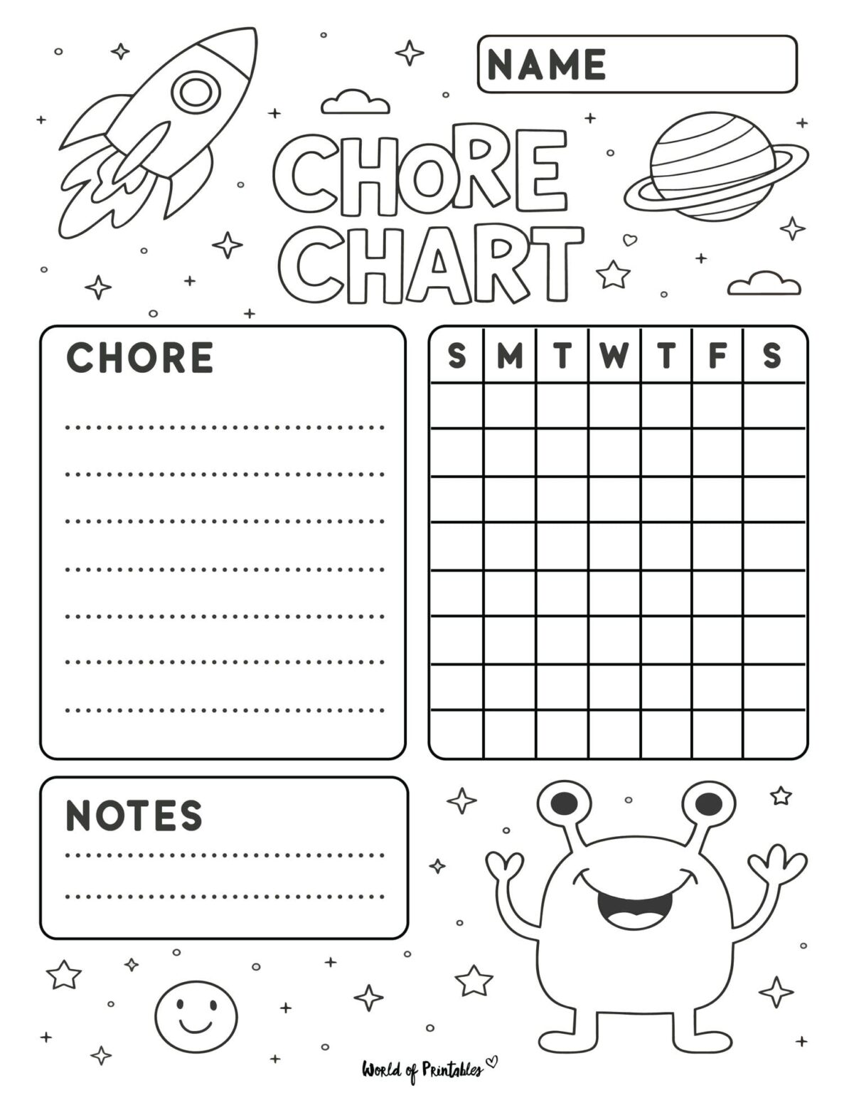 Free Printable Chore Charts for Kids (Over 30 Fun Designs!) - World of ...