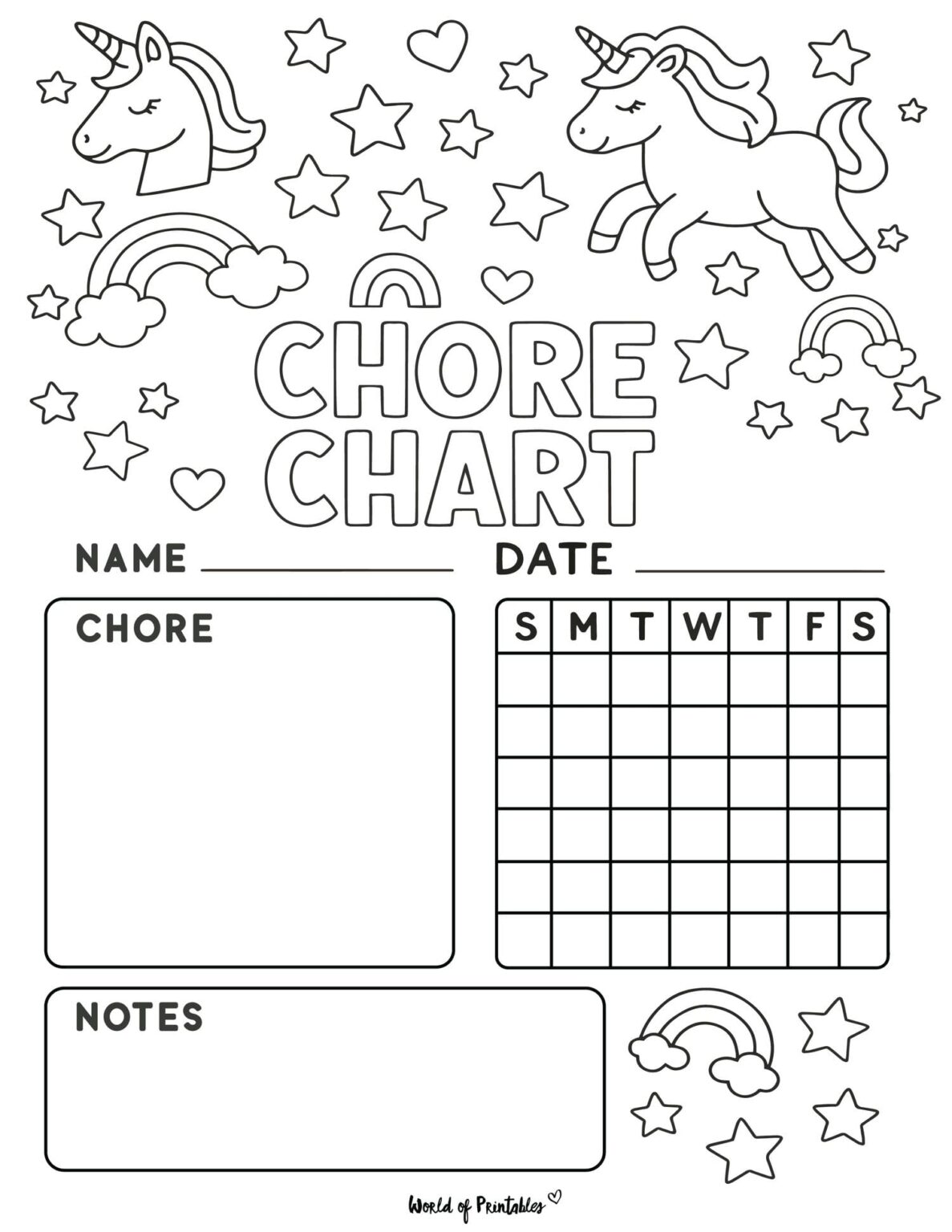 Free Printable Chore Charts for Kids (Over 30 Fun Designs!) - World of ...