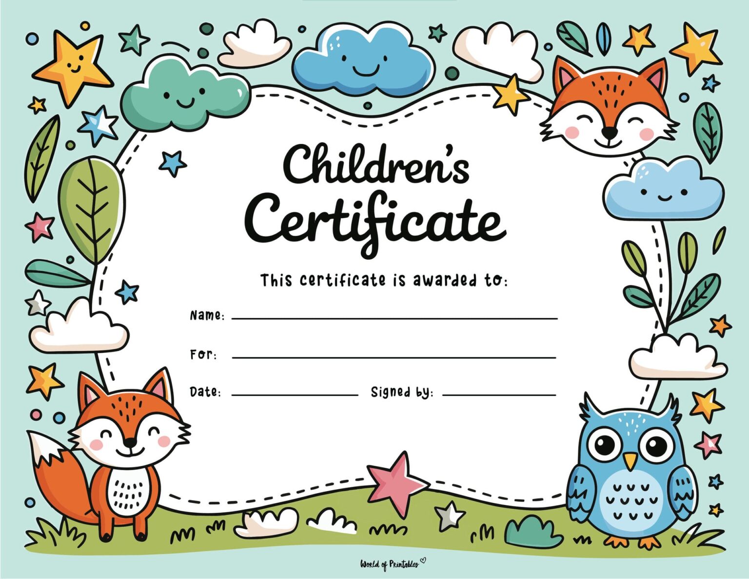 Free Printable Certificate of Achievement Templates for Kids - World of ...