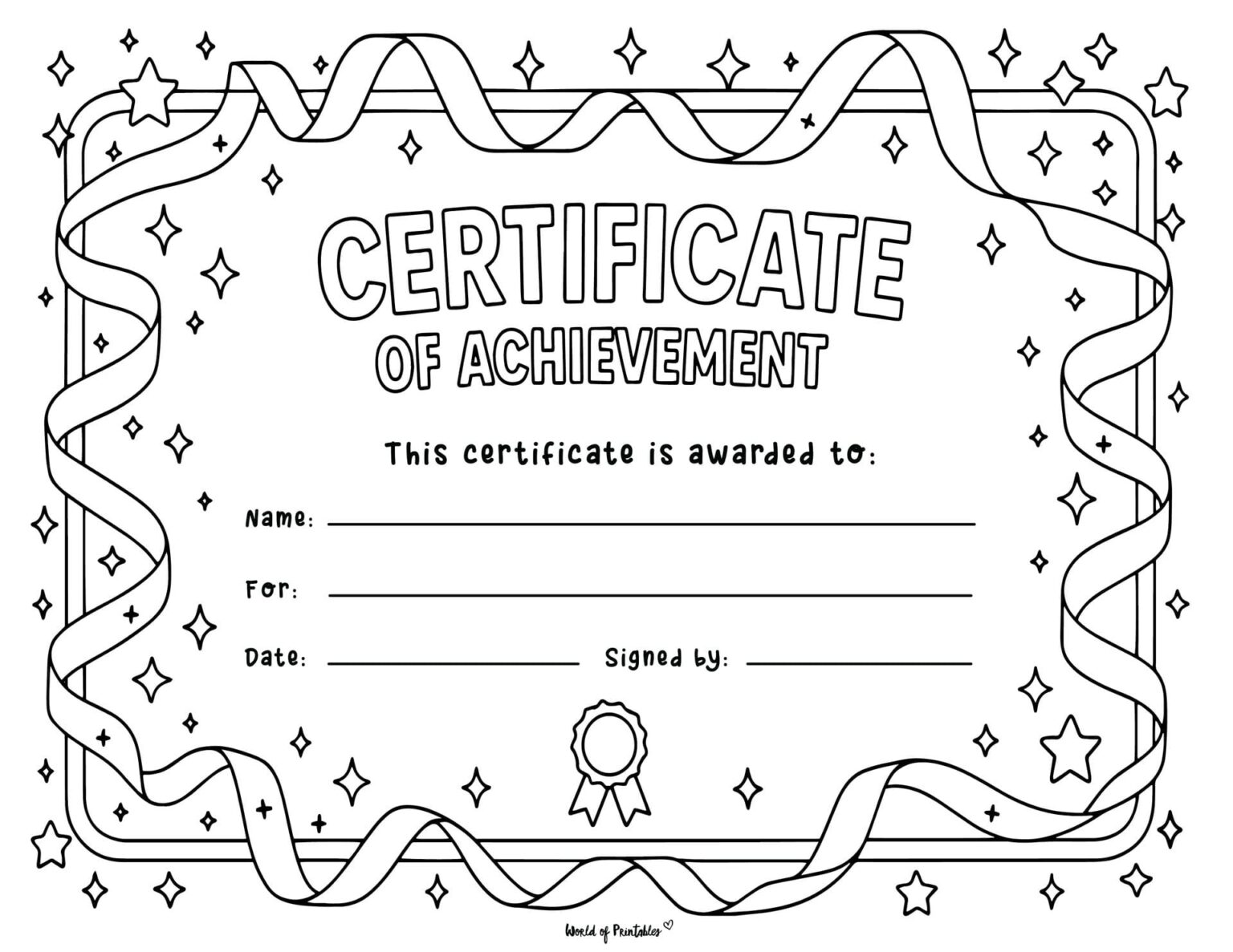 Free Printable Certificate of Achievement Templates for Kids - World of ...