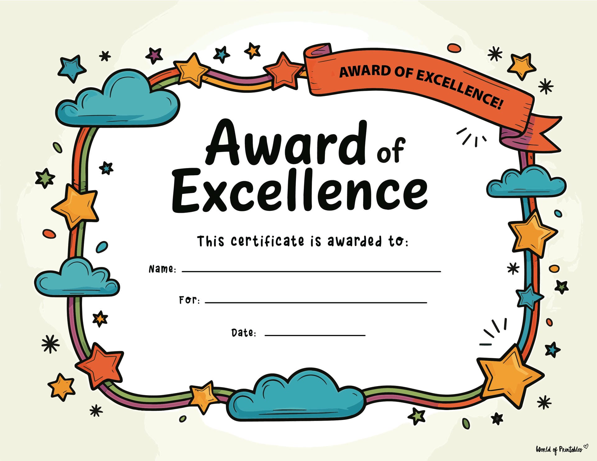 Free Printable Certificate of Achievement Templates for Kids - World of ...