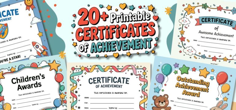 Free Printable Certificate of Achievement Templates for Kids - World of ...