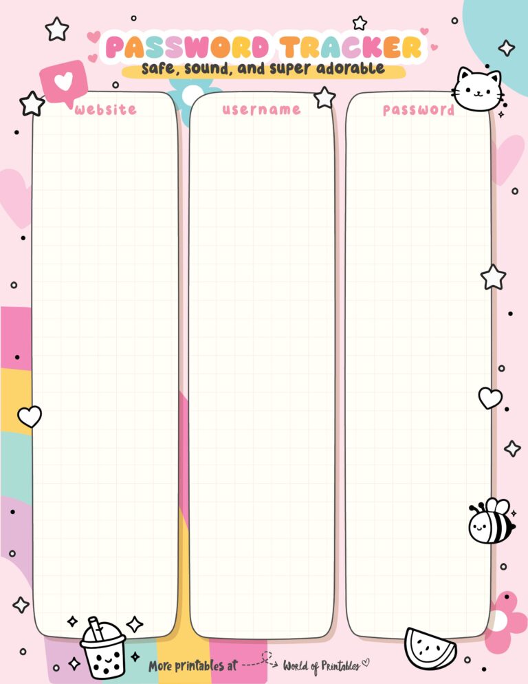 Printable Password Trackers - World of Printables