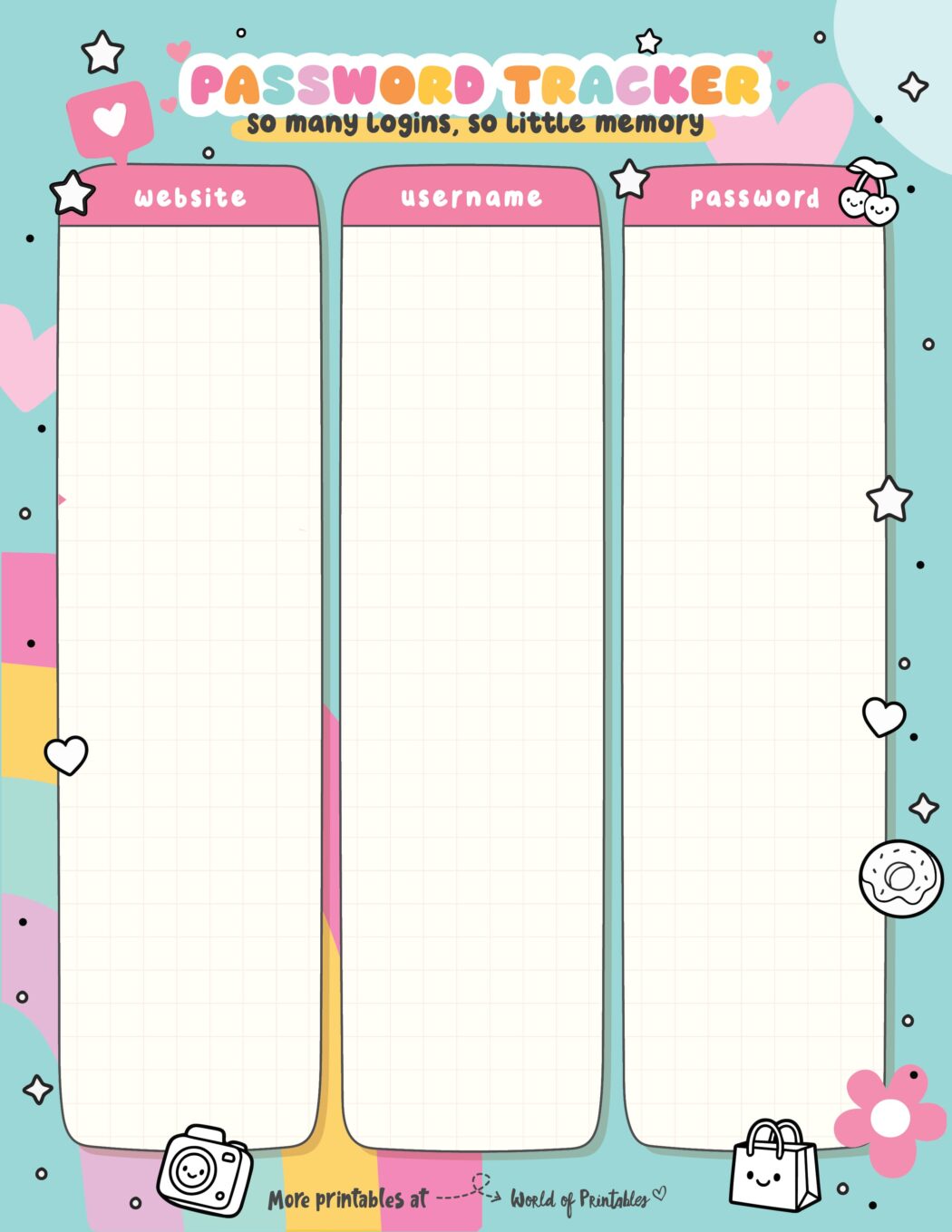 Printable Password Trackers - World of Printables