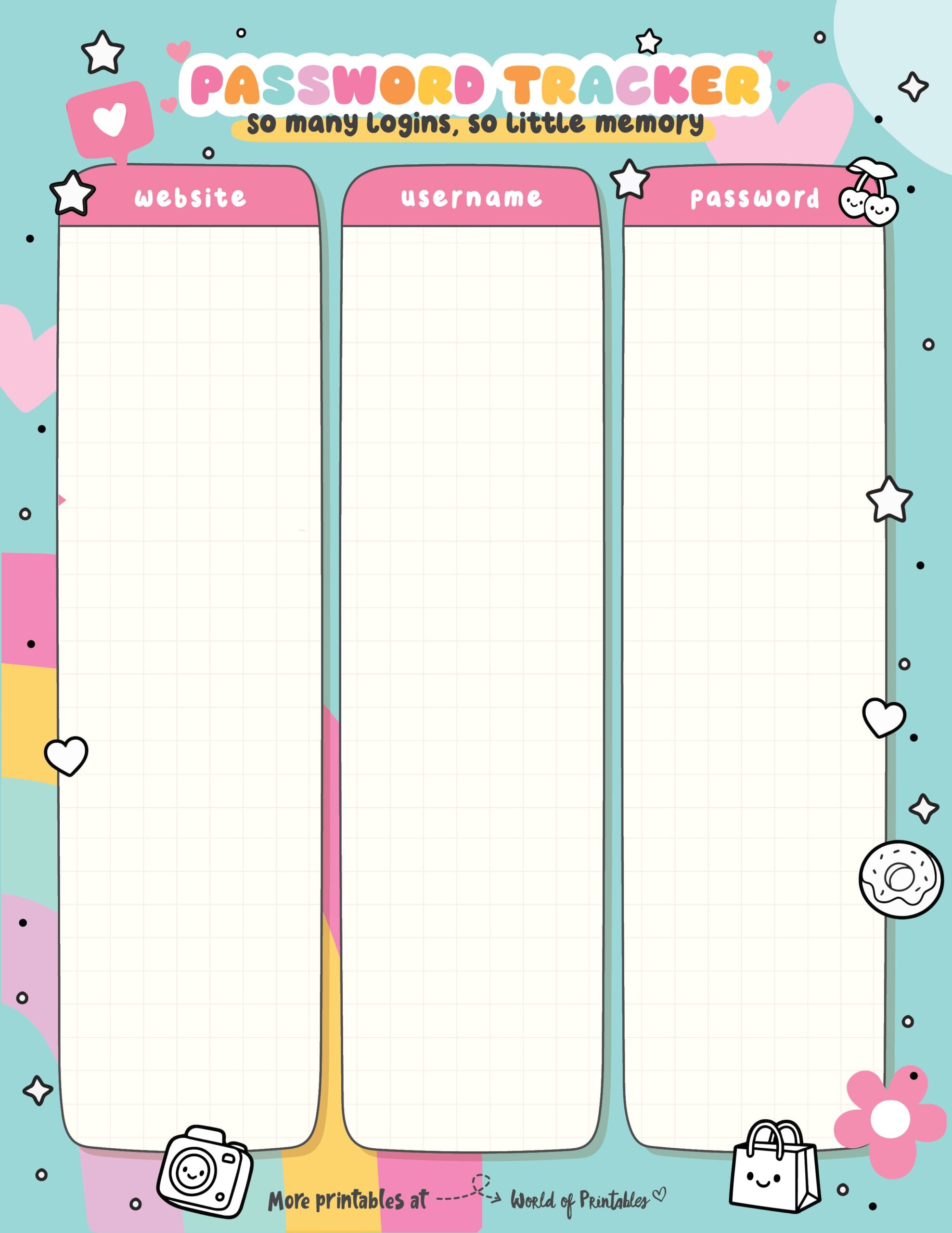 Printable Password Trackers - World of Printables