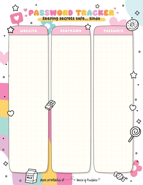 Printable Password Trackers - World of Printables