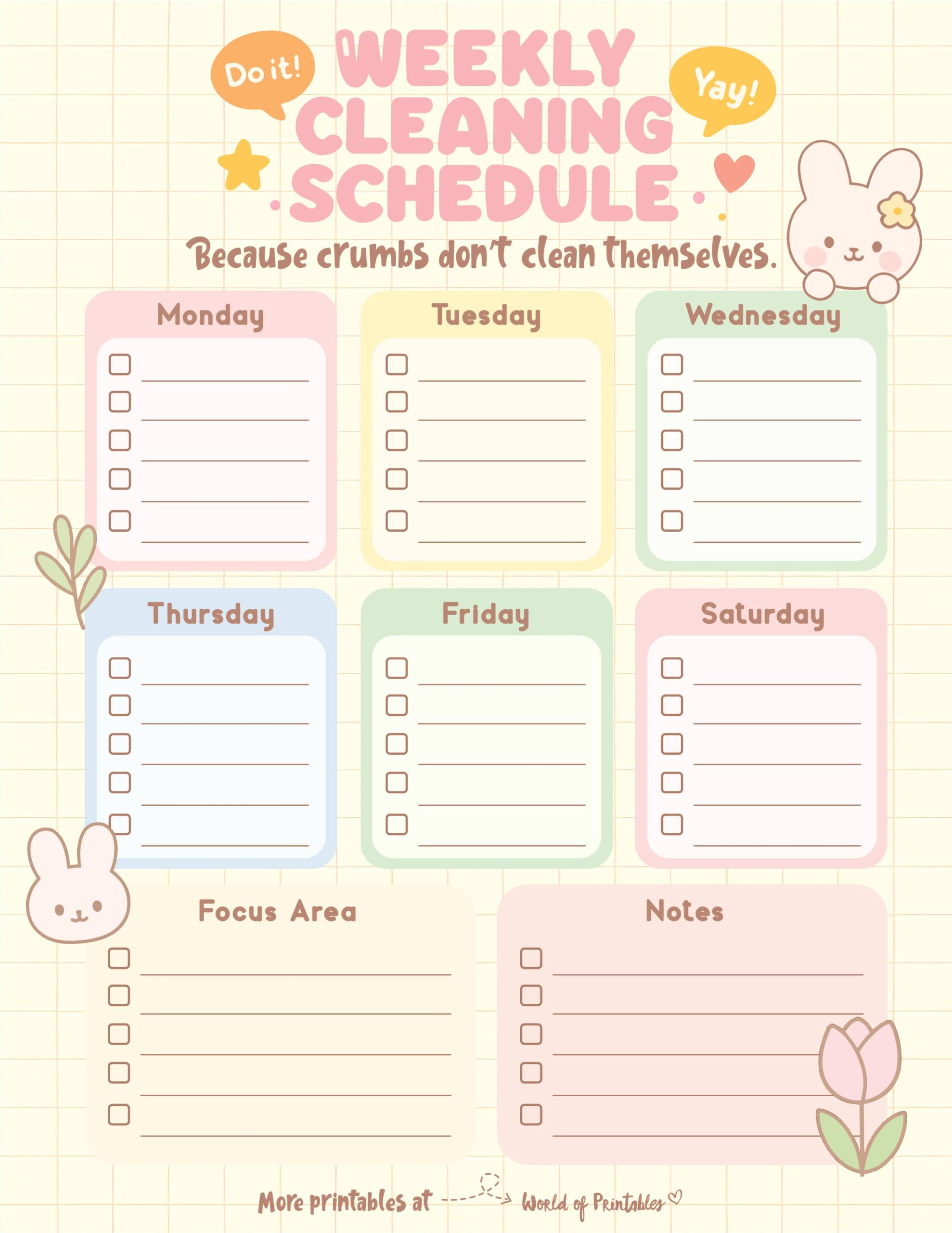 Weekly Cleaning Schedules - 150+ Free Printable Templates - World of ...