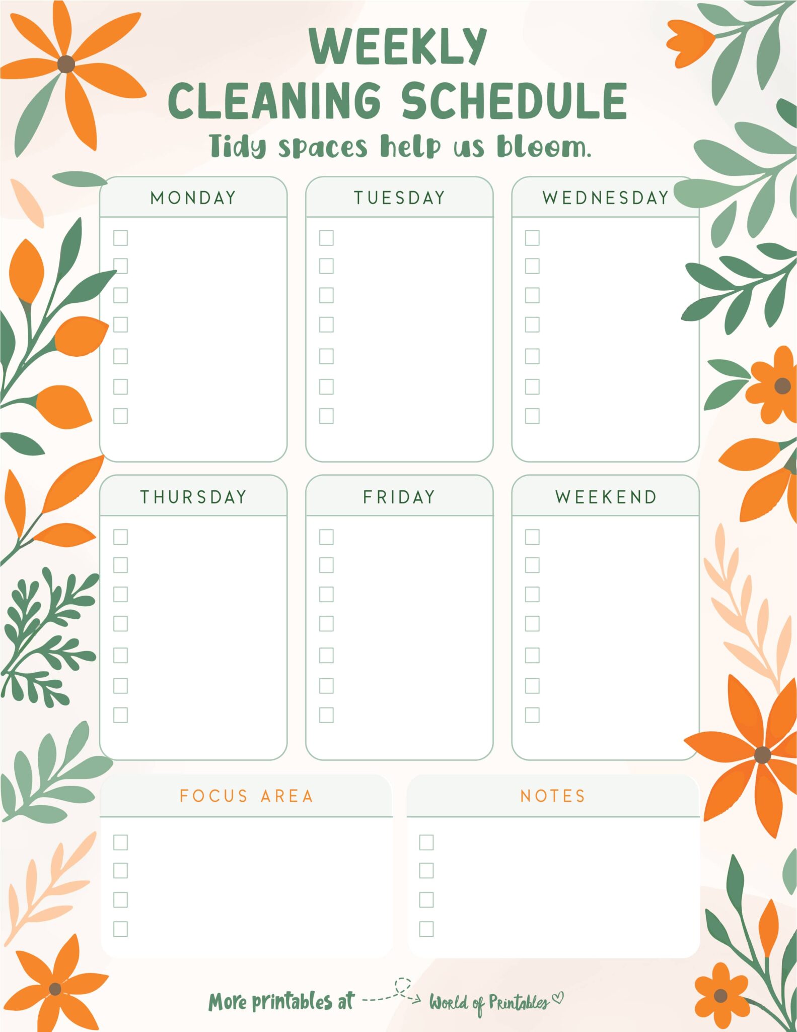 Weekly Cleaning Schedules - 150+ Free Printable Templates - World of ...