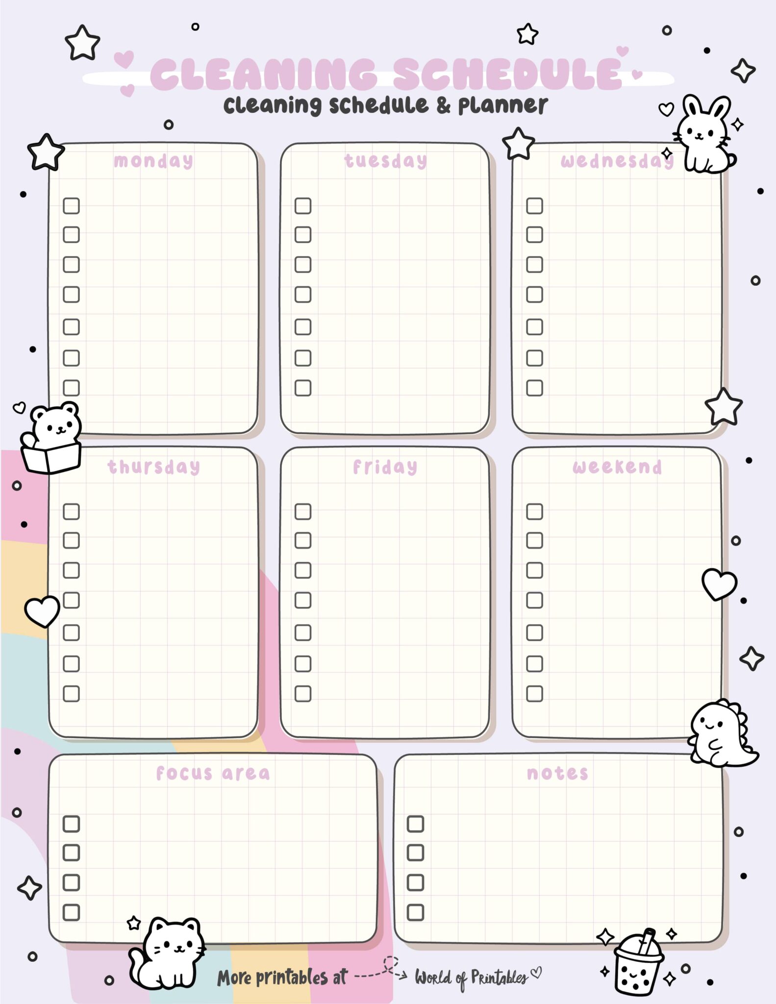 Weekly Cleaning Schedules - 150+ Free Printable Templates - World of ...