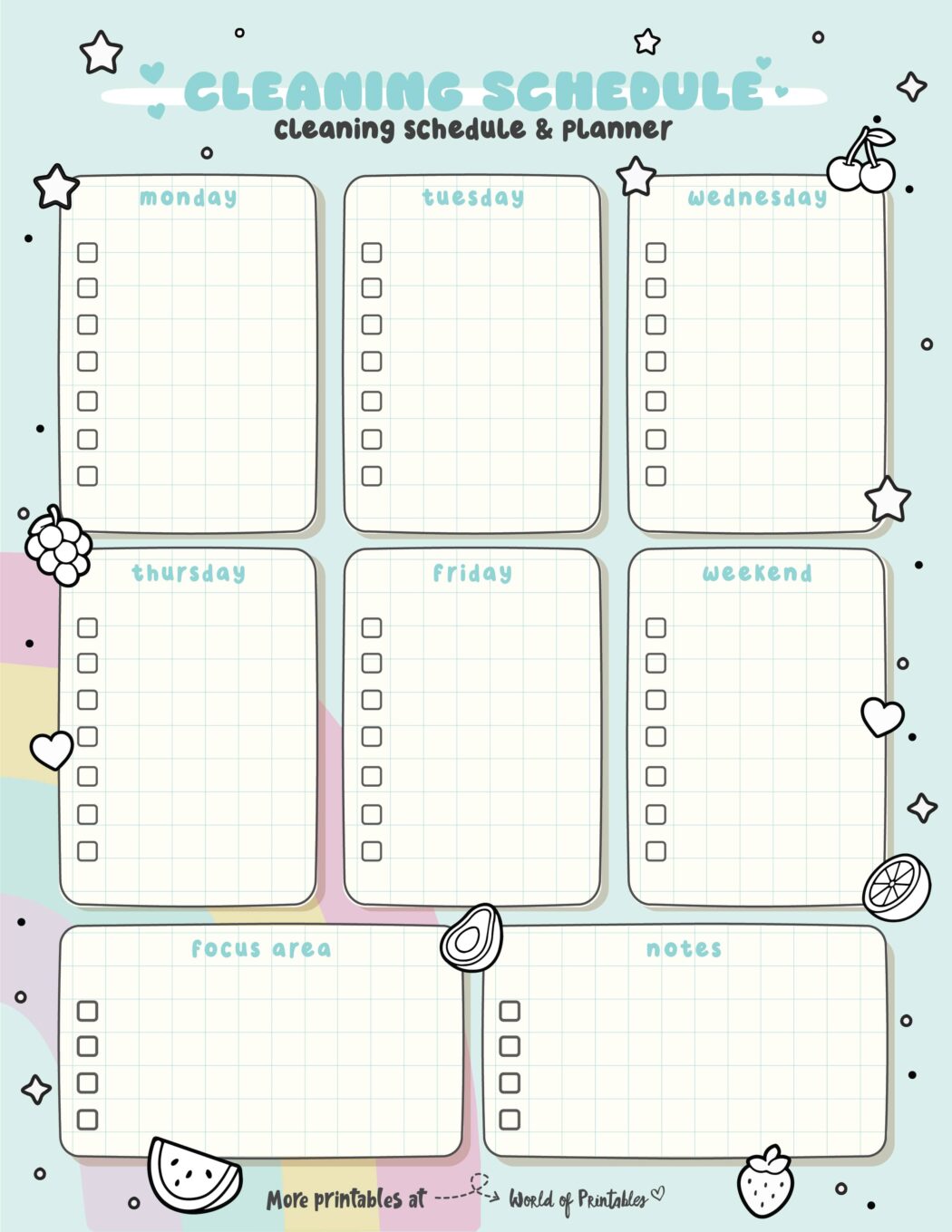 Weekly Cleaning Schedules - 150+ Free Printable Templates - World of ...