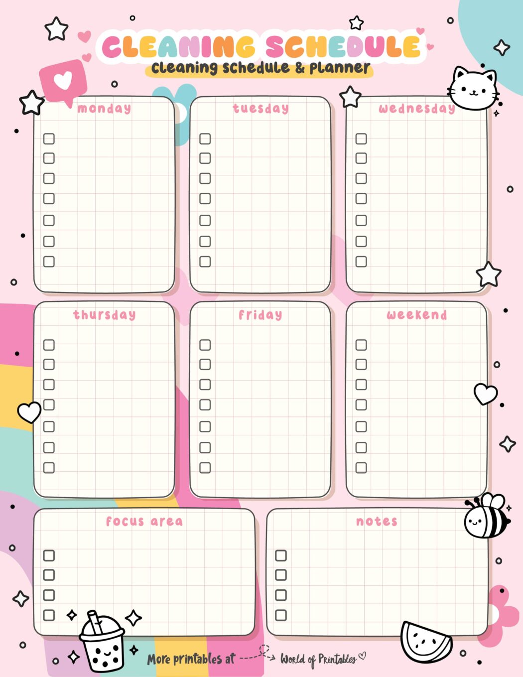 Weekly Cleaning Schedules - 150+ Free Printable Templates - World of ...