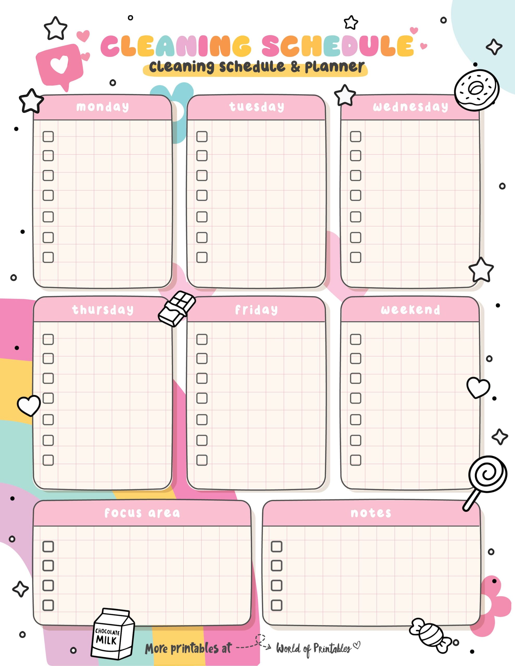 Weekly Cleaning Schedules - 150+ Free Printable Templates - World of ...