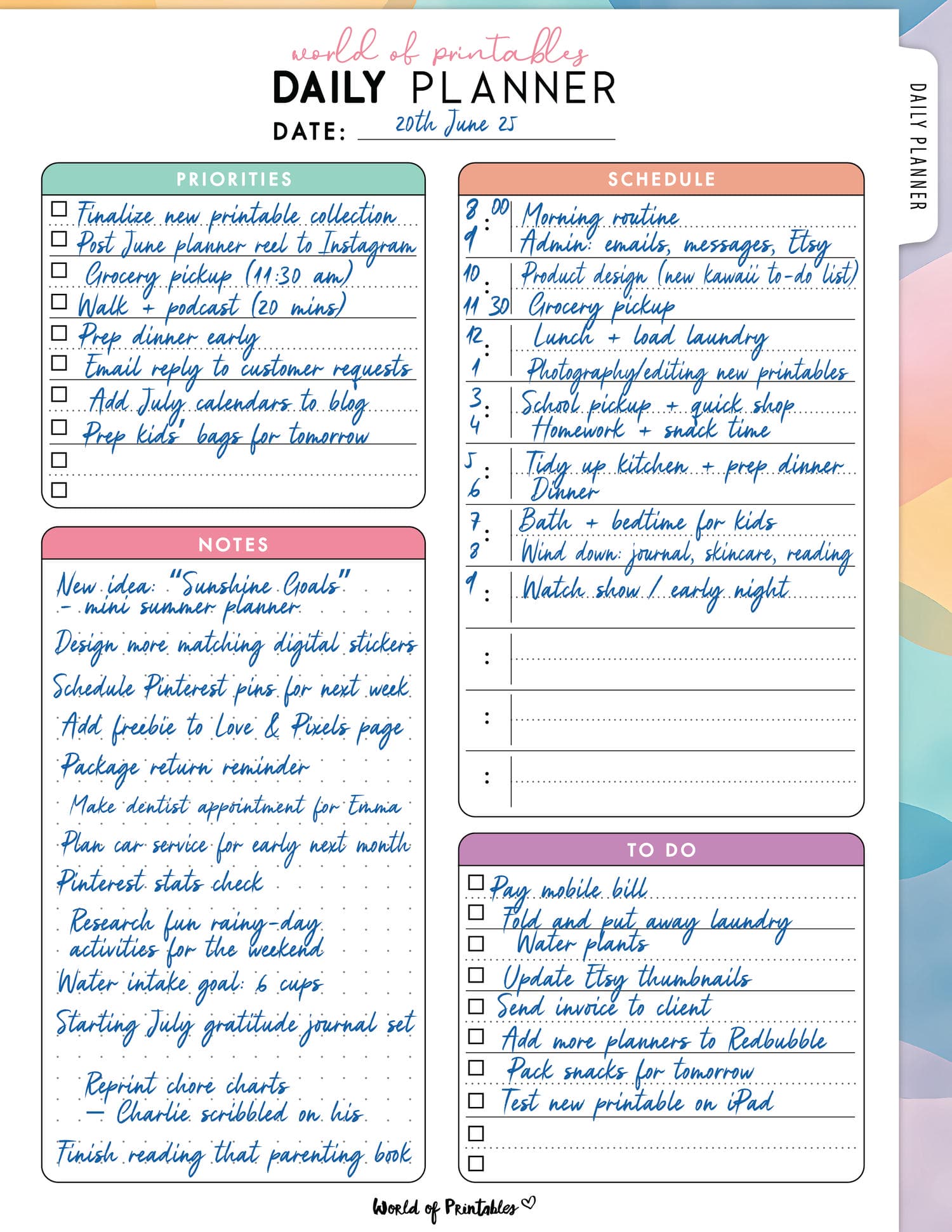 Download Daily Planner Templates PDF - World of Printables