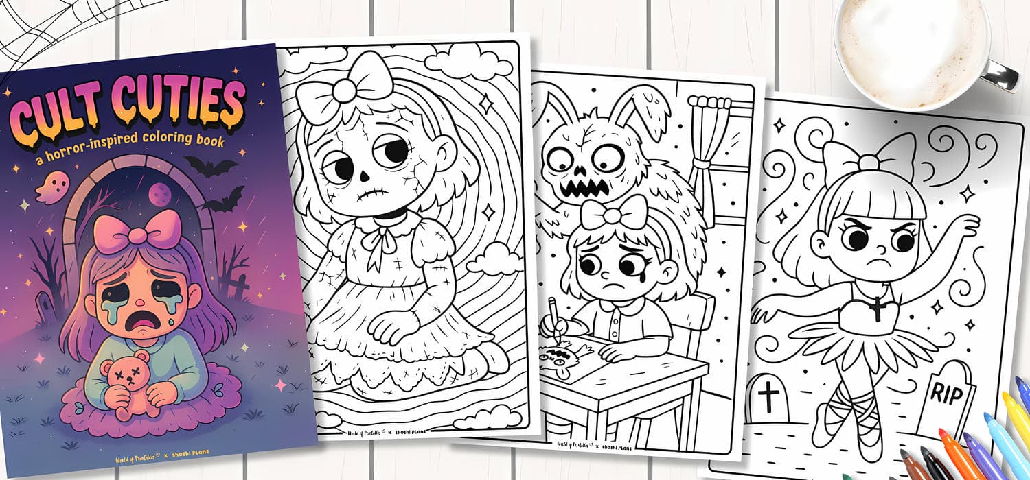 Cult Cuties: 25 Spooky-Cute Halloween Coloring Pages to Print & Enjoy ...