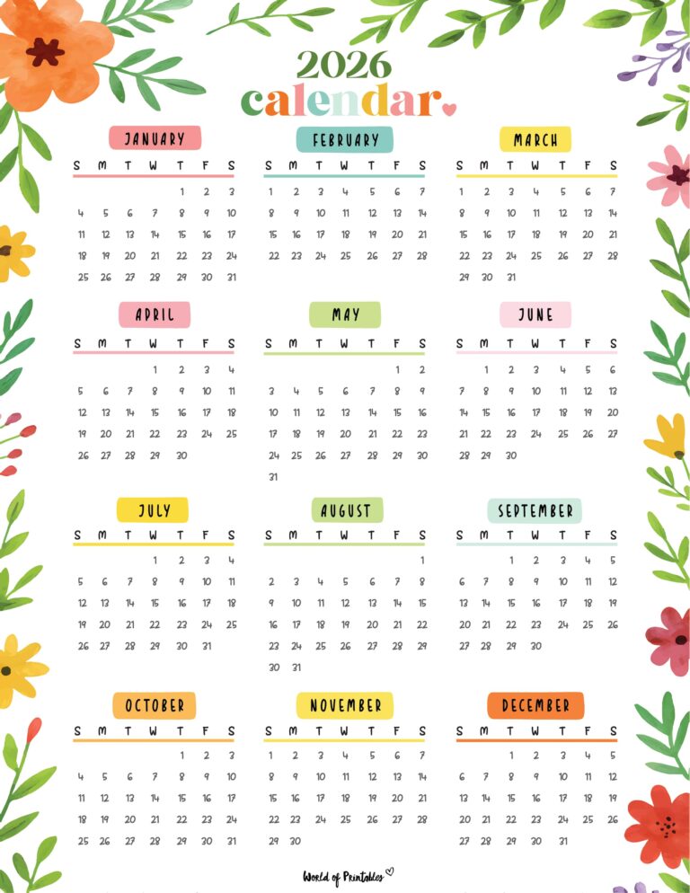 2026 Year Calendars - 160 Free Styles to Download - World of Printables