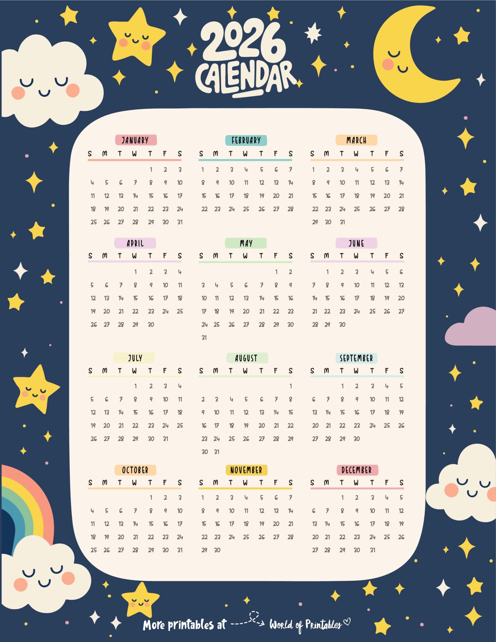 2026 Year Calendars - 160 Free Styles to Download - World of Printables