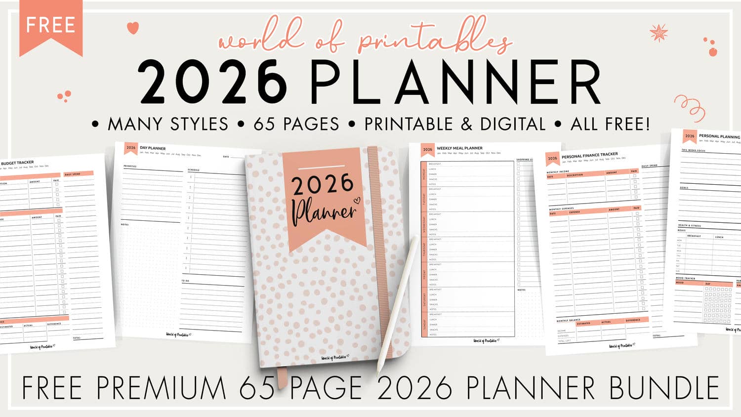 Free 2026 Planner - 65 Page Printable Planner | 4 Color Styles