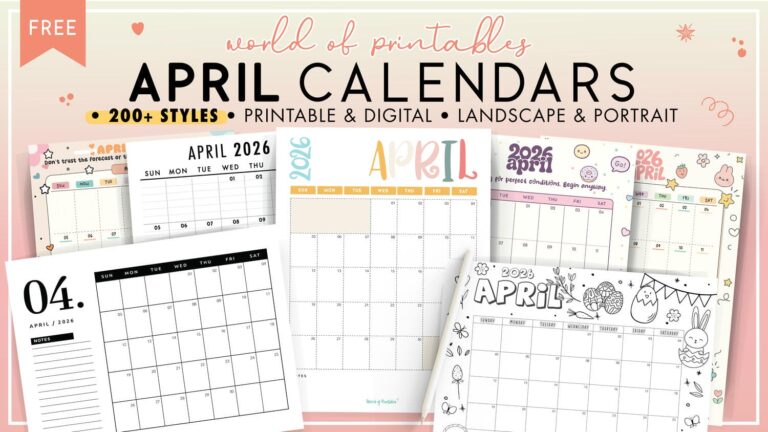 Free Printable April 2026 Planners - World of Printables