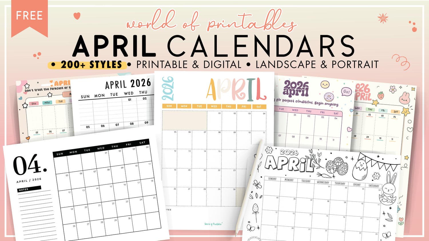 Free Printable April 2026 Planners - World of Printables